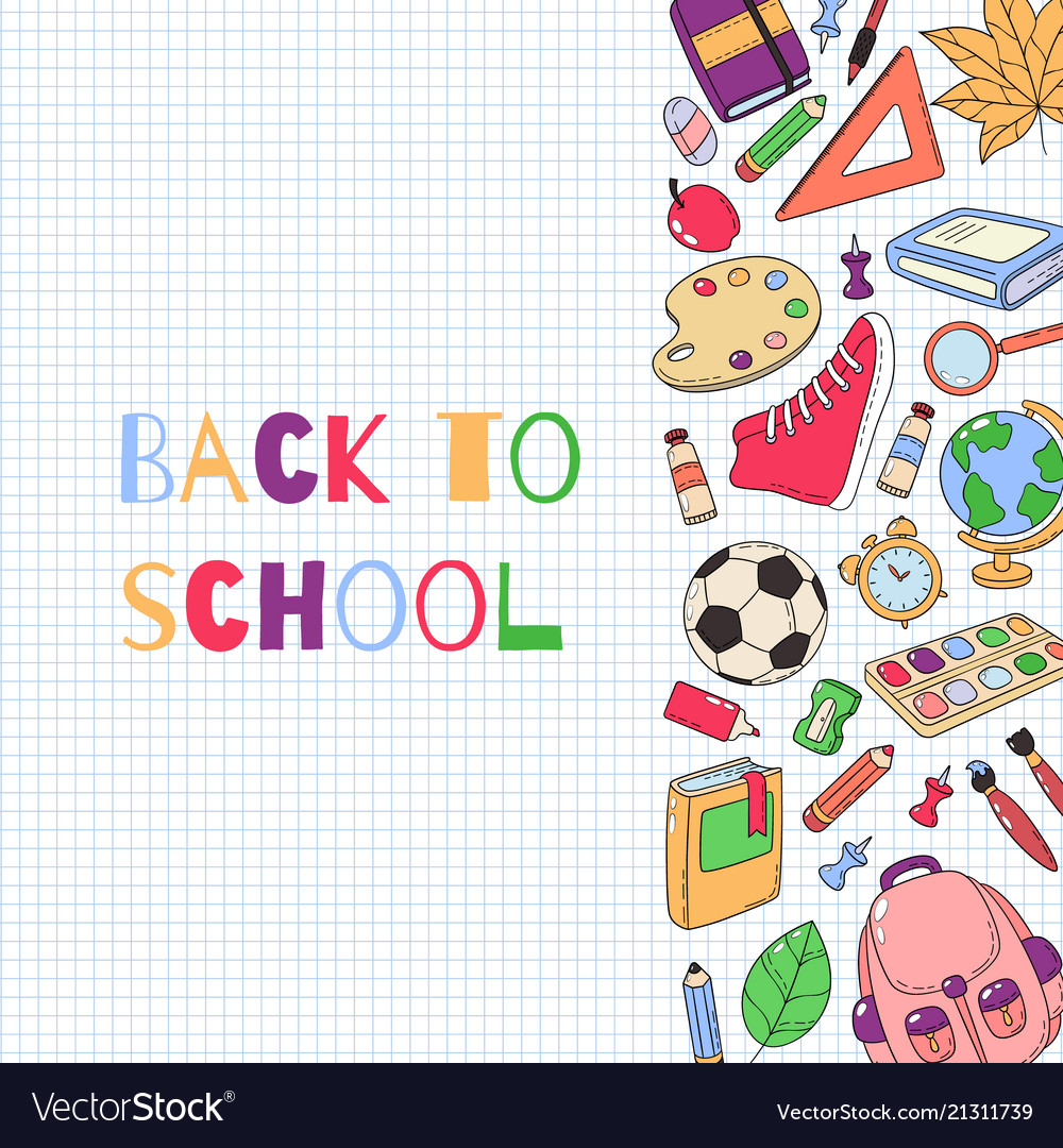 Back to school template set of accessories Vector Image