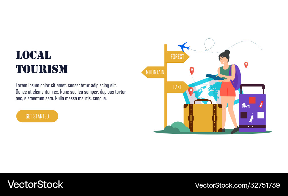Local tourism landing page template Royalty Free Vector