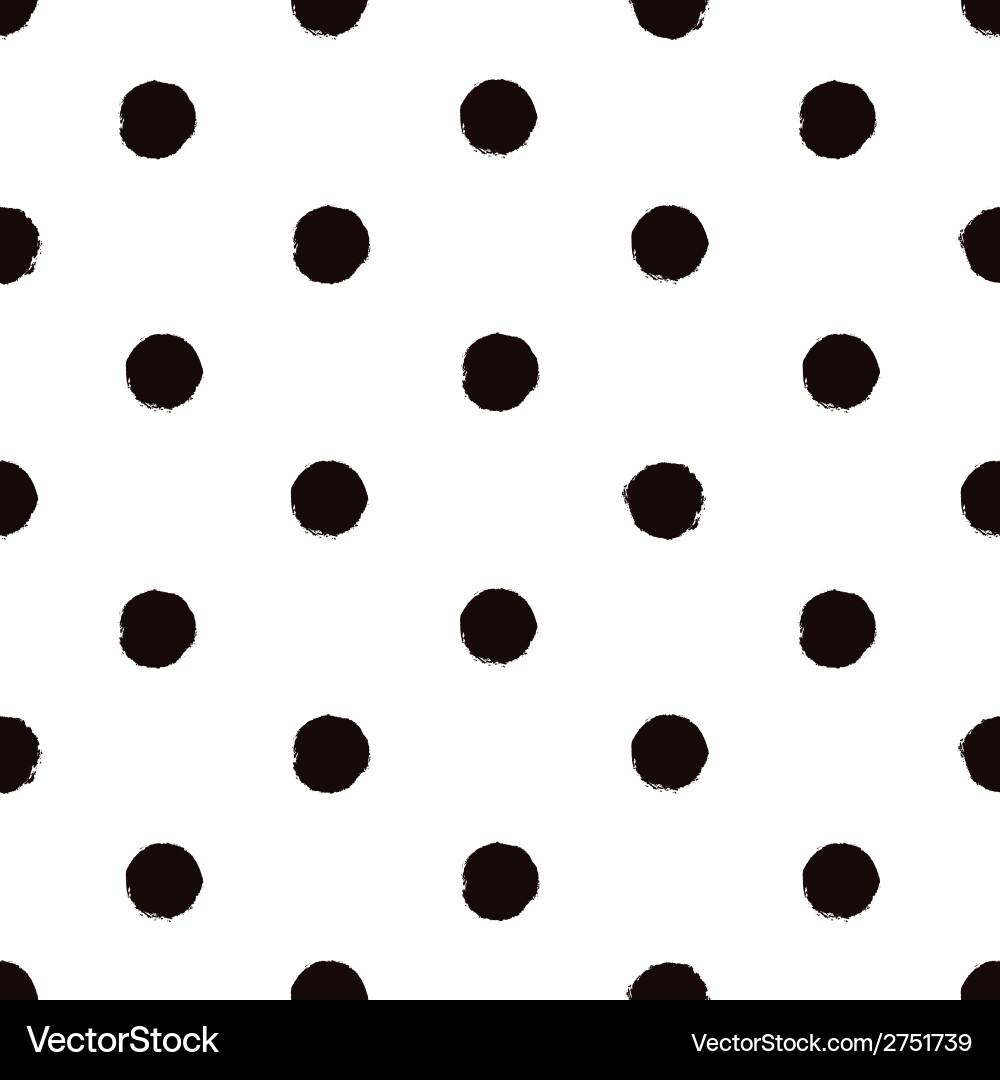 Polka dot black and white painted seamless pattern