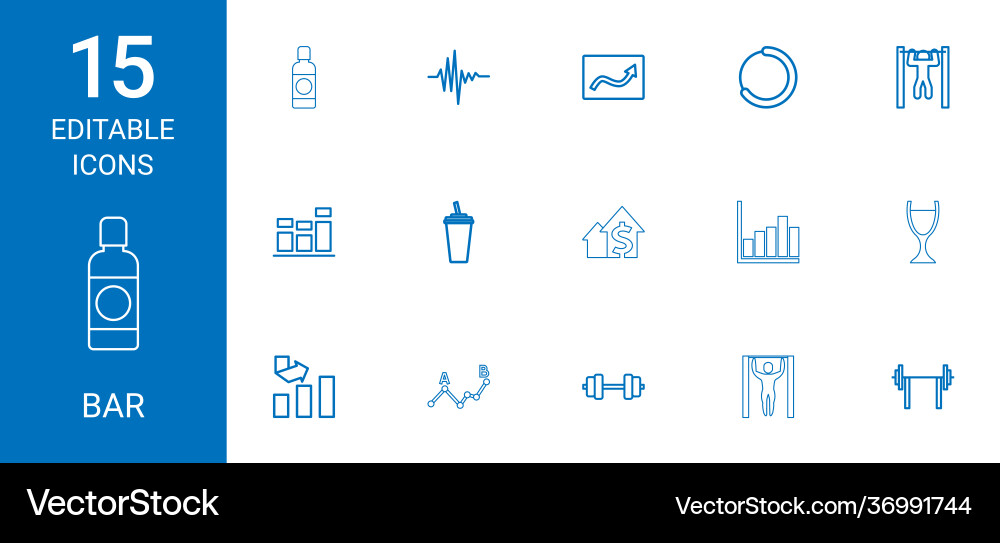 15 bar icons Royalty Free Vector Image - VectorStock