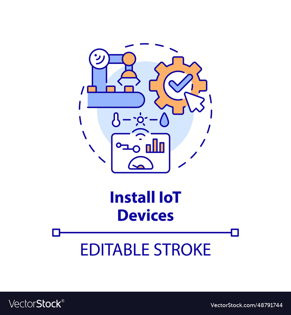 2d Colorful Thin Linear Icon Install Iot Devices Vector Image