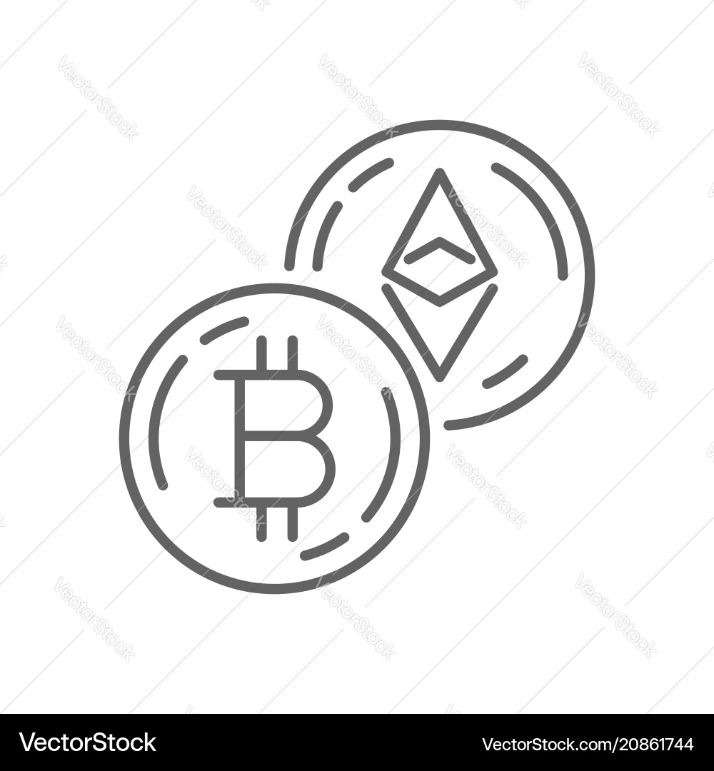 Bitcoin currency exchange thin line symbol icon Vector Image