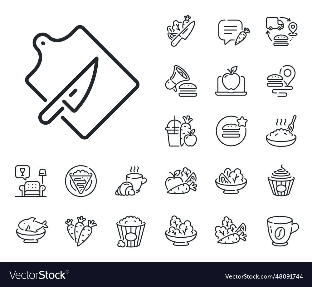 Cutting board line icon cutlery sign cooking Vector Image