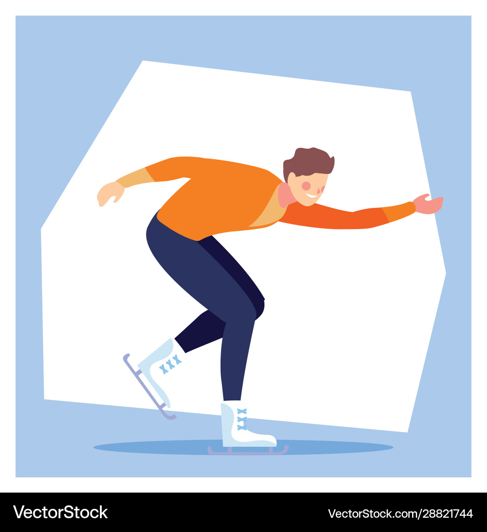 Man practicing figure skating ice sport Royalty Free Vector
