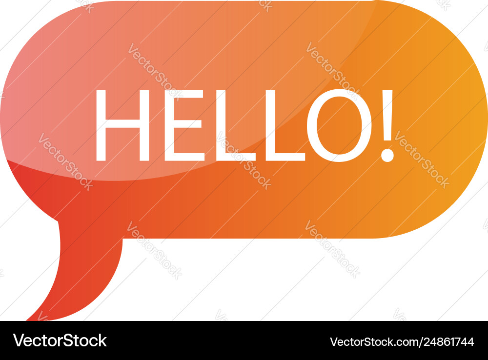 Orange hello message bubble icon on a white Vector Image