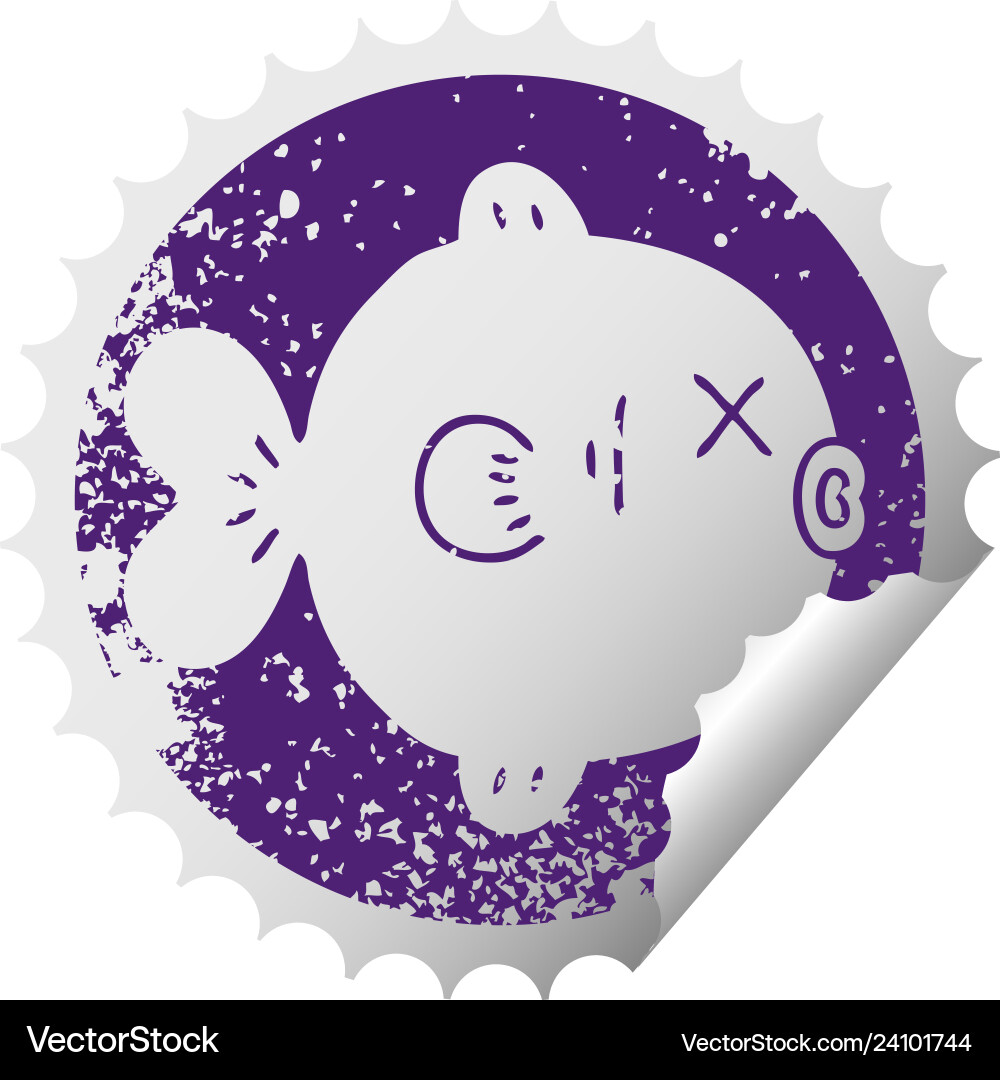 Quirky distressed circular peeling sticker symbol Vector Image