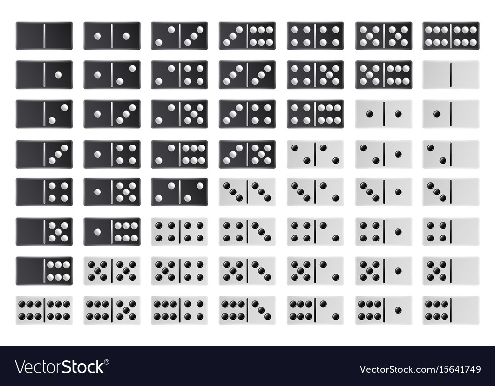 Domino full big set black and white color Vector Image