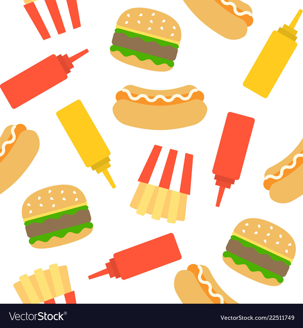 Fast food seamless pattern for wrapping paper Vector Image