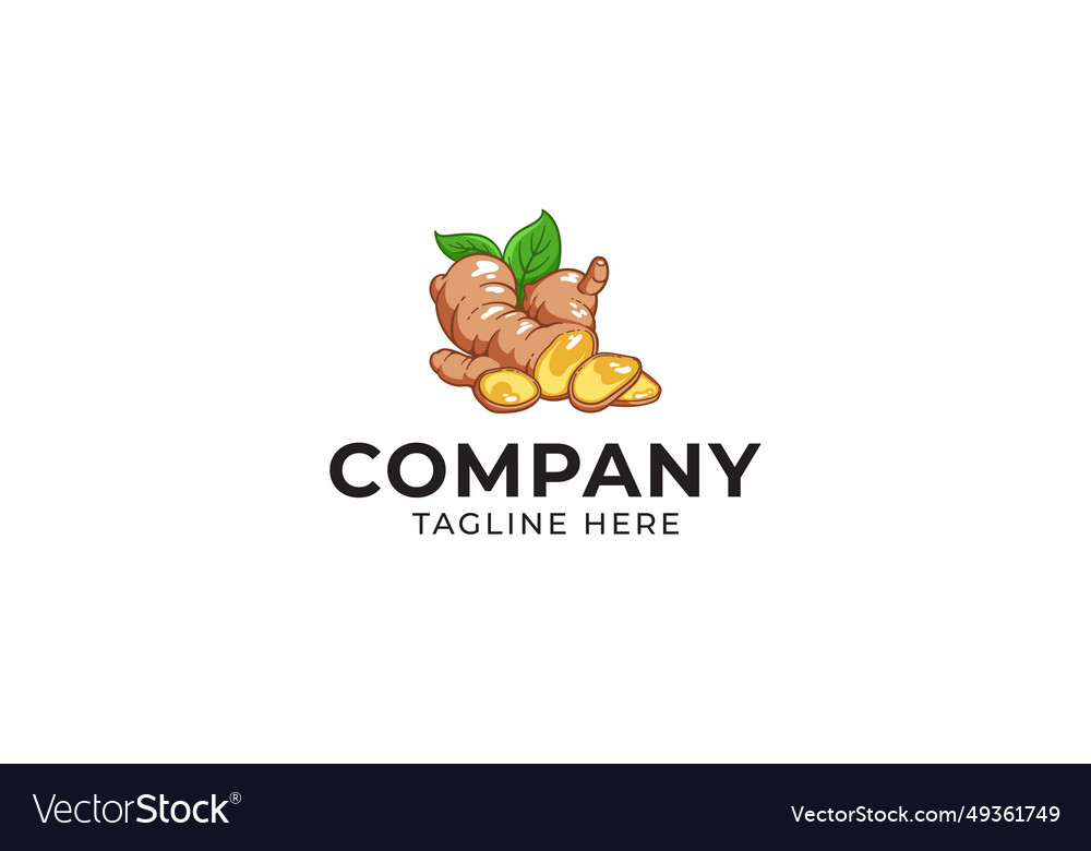 Ginger and leaf logo design Royalty Free Vector Image