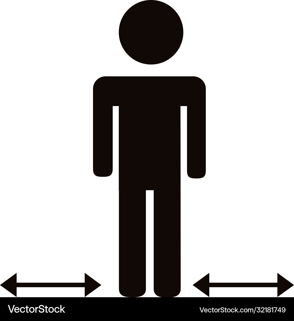 Human figure with arrows distance social Vector Image