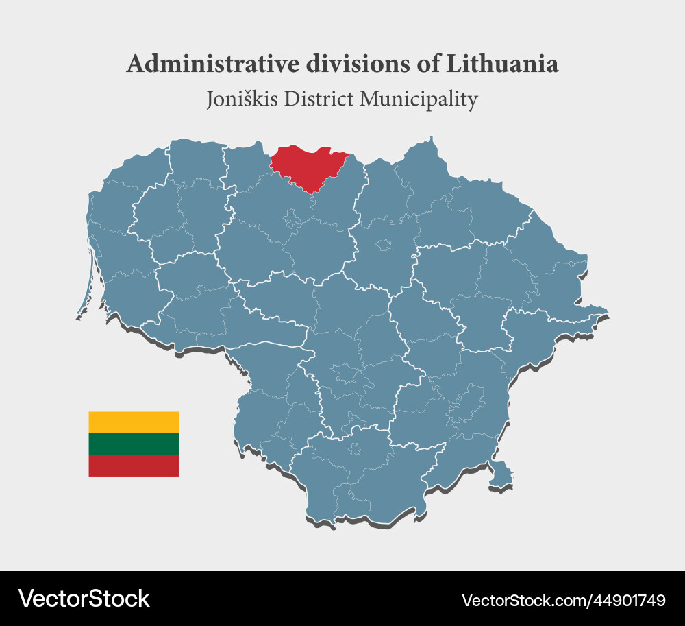 Map lithuania and district joniskis Royalty Free Vector