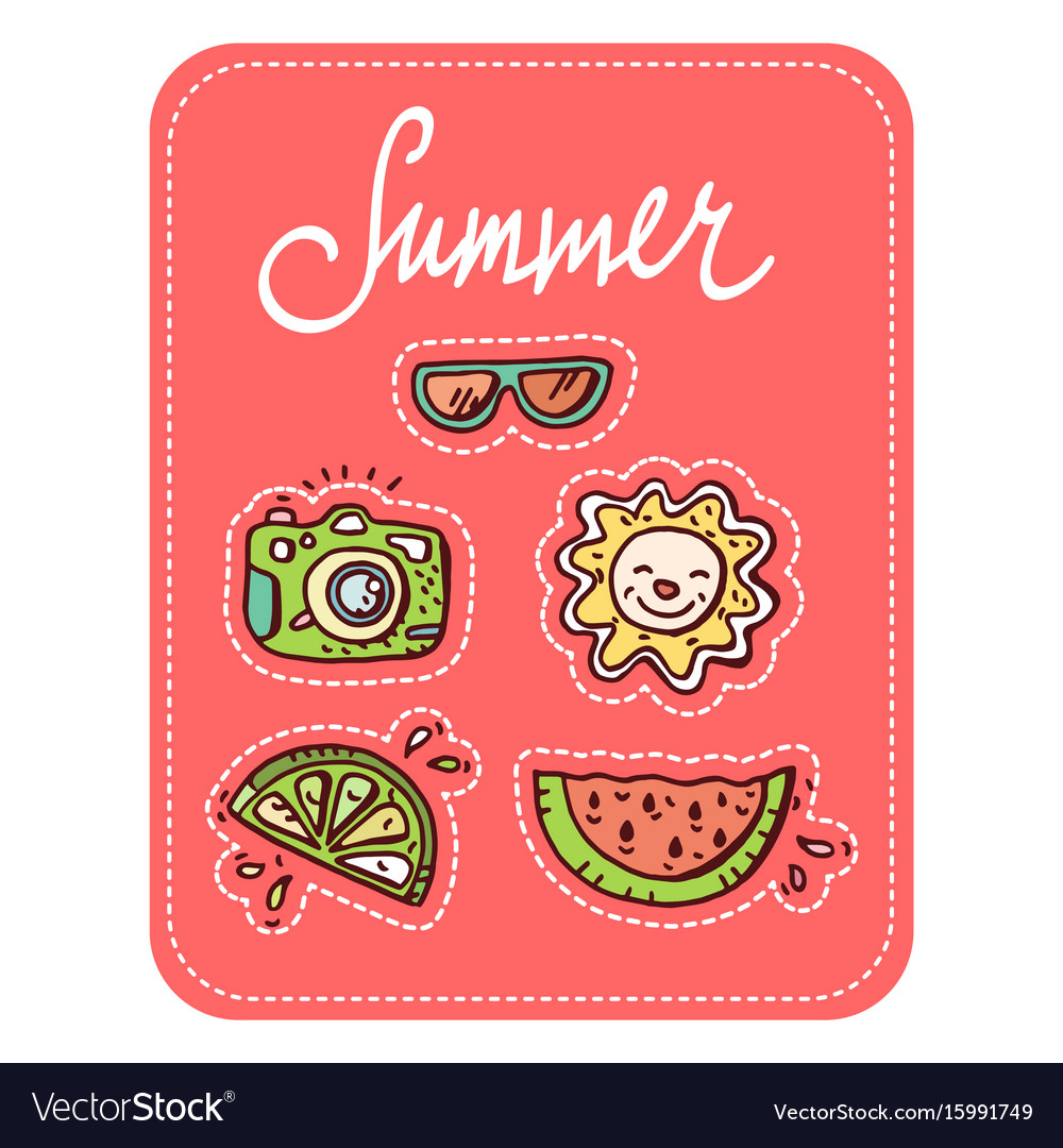 Summer doodle set Royalty Free Vector Image - VectorStock