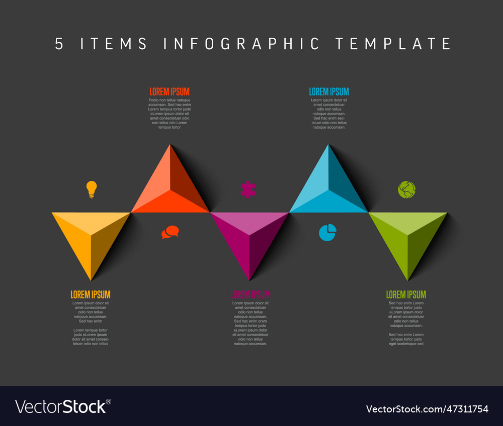 Five horizontal items elements template Royalty Free Vector