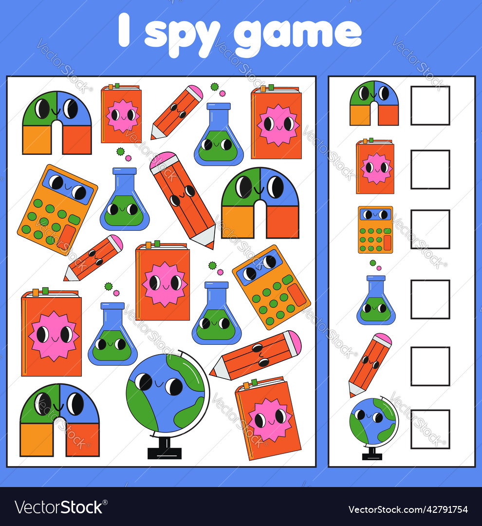 I spy game find and count objects back to school Vector Image