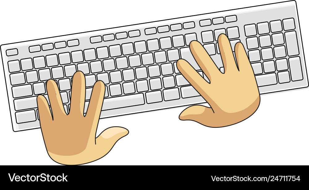 Light classical keyboard and user hands on keys Vector Image