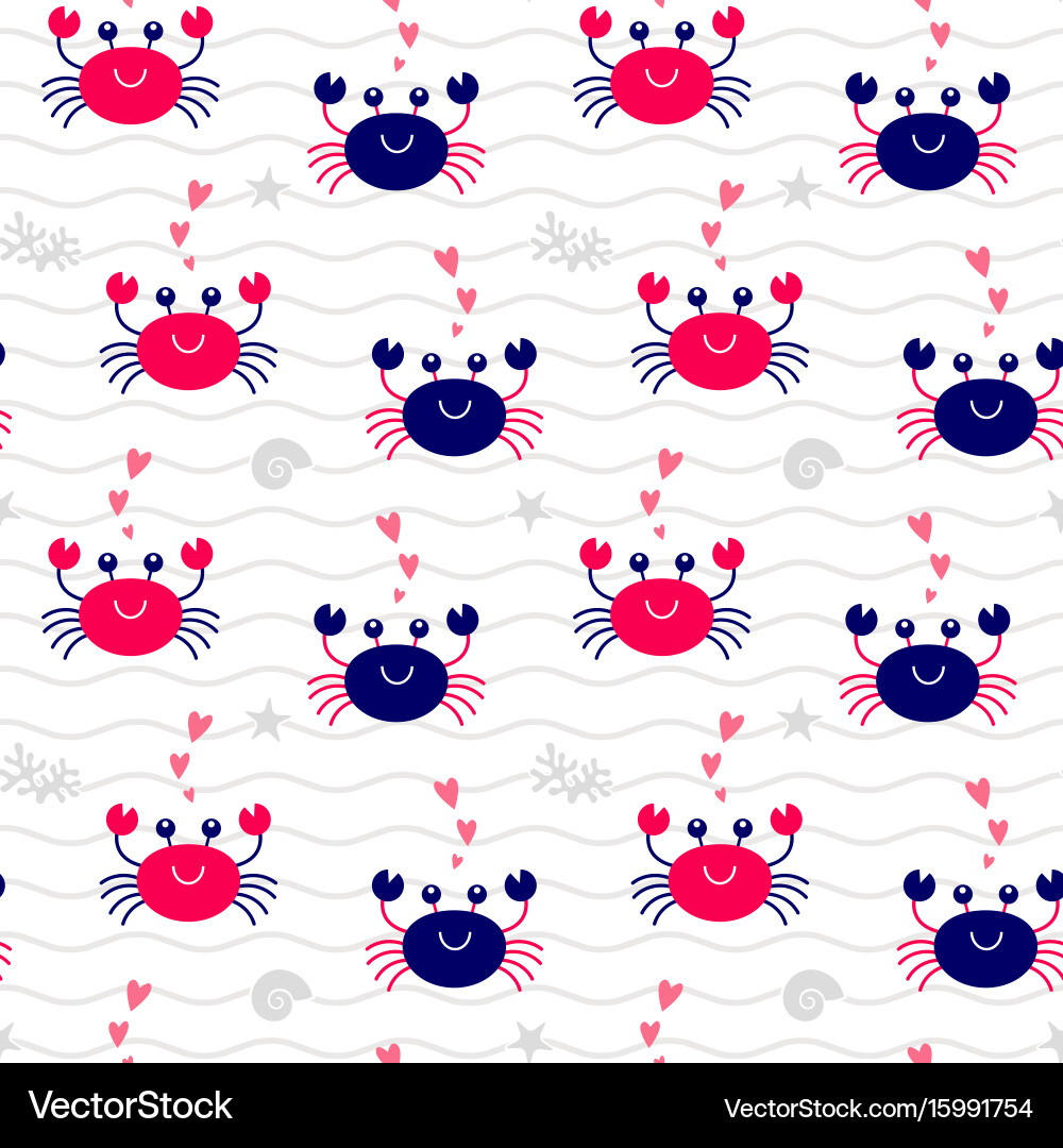 Seamless pattern crab Royalty Free Vector Image