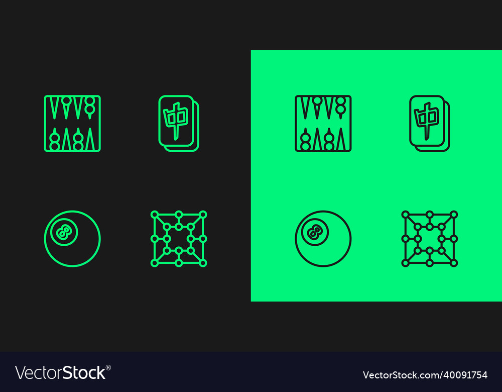 Set Line Board Game Billiard Pool Snooker Ball Vector Image 