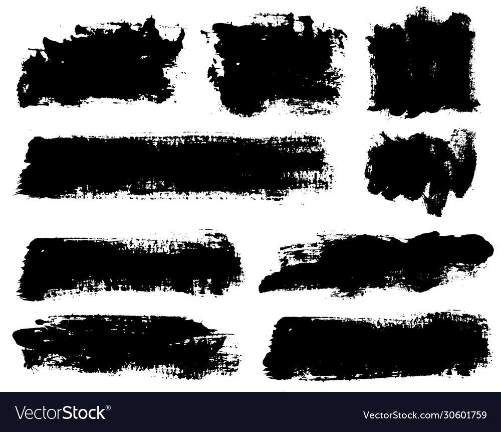 Brush strokes paintbrushes set grunge Royalty Free Vector