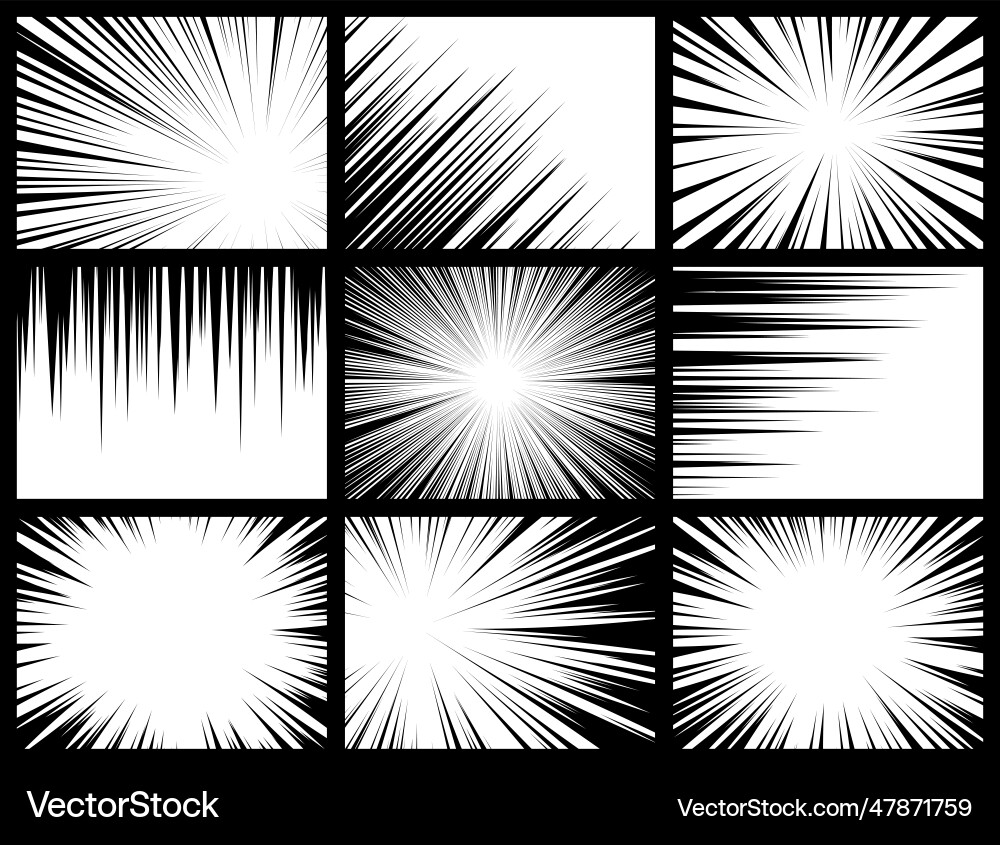 Comic book radial rays lines comics background Vector Image