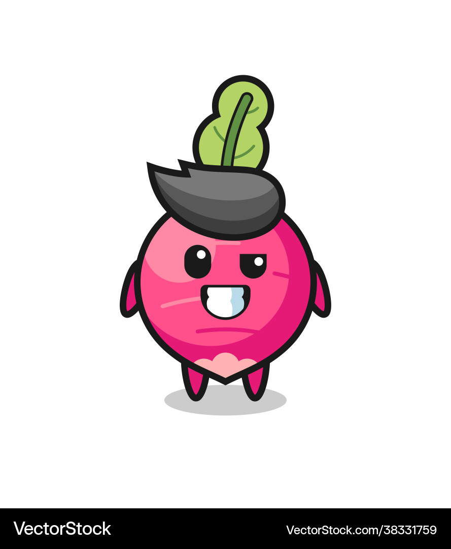 Cute radish mascot with an optimistic face Vector Image