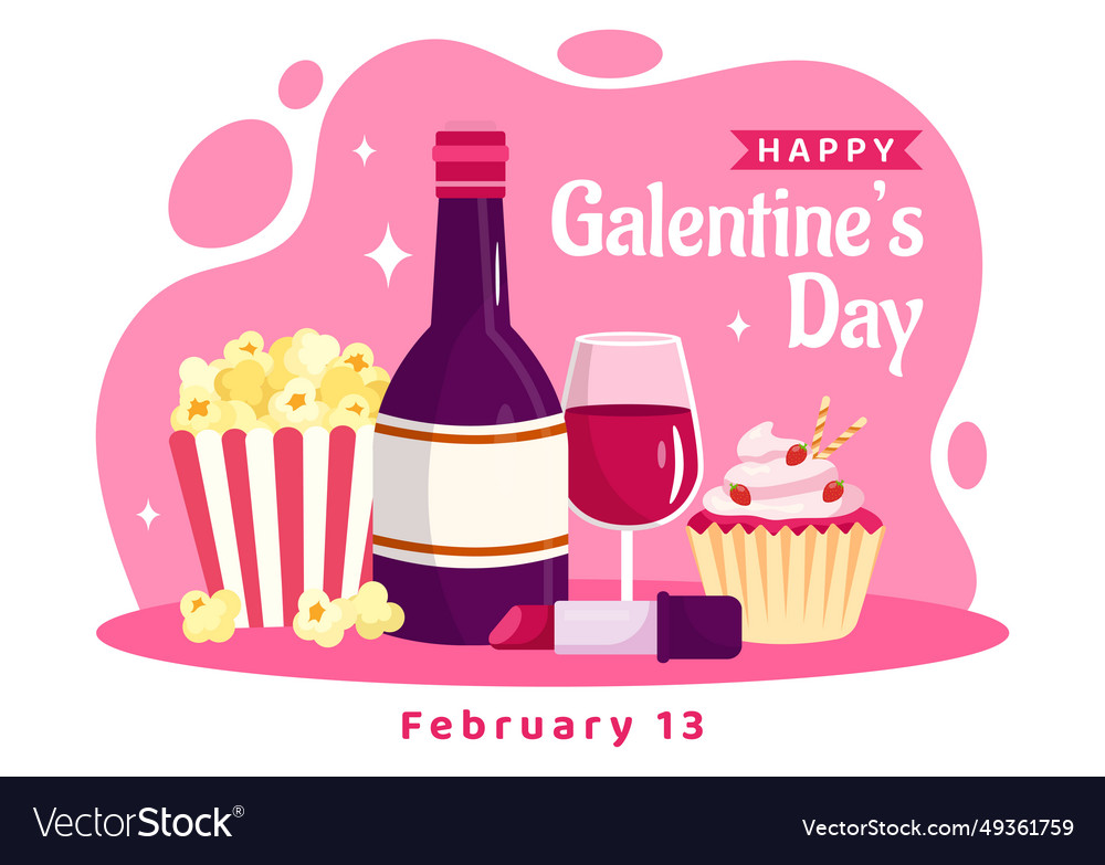 Happy galentines day on february 13th Royalty Free Vector