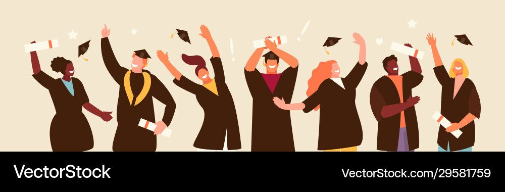 Happy graduates set Royalty Free Vector Image - VectorStock