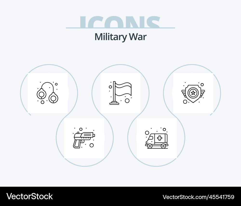 Military war line icon pack 5 icon design flag Vector Image