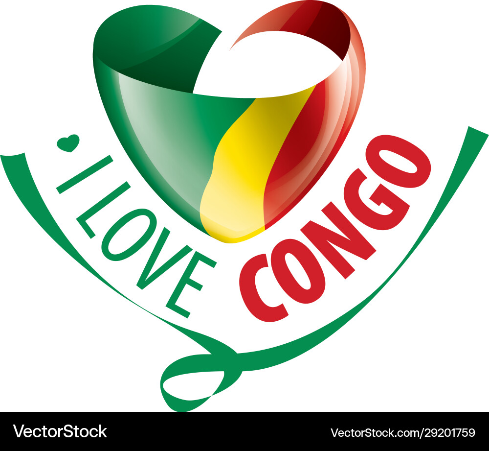 National flag congo in shape a heart Royalty Free Vector