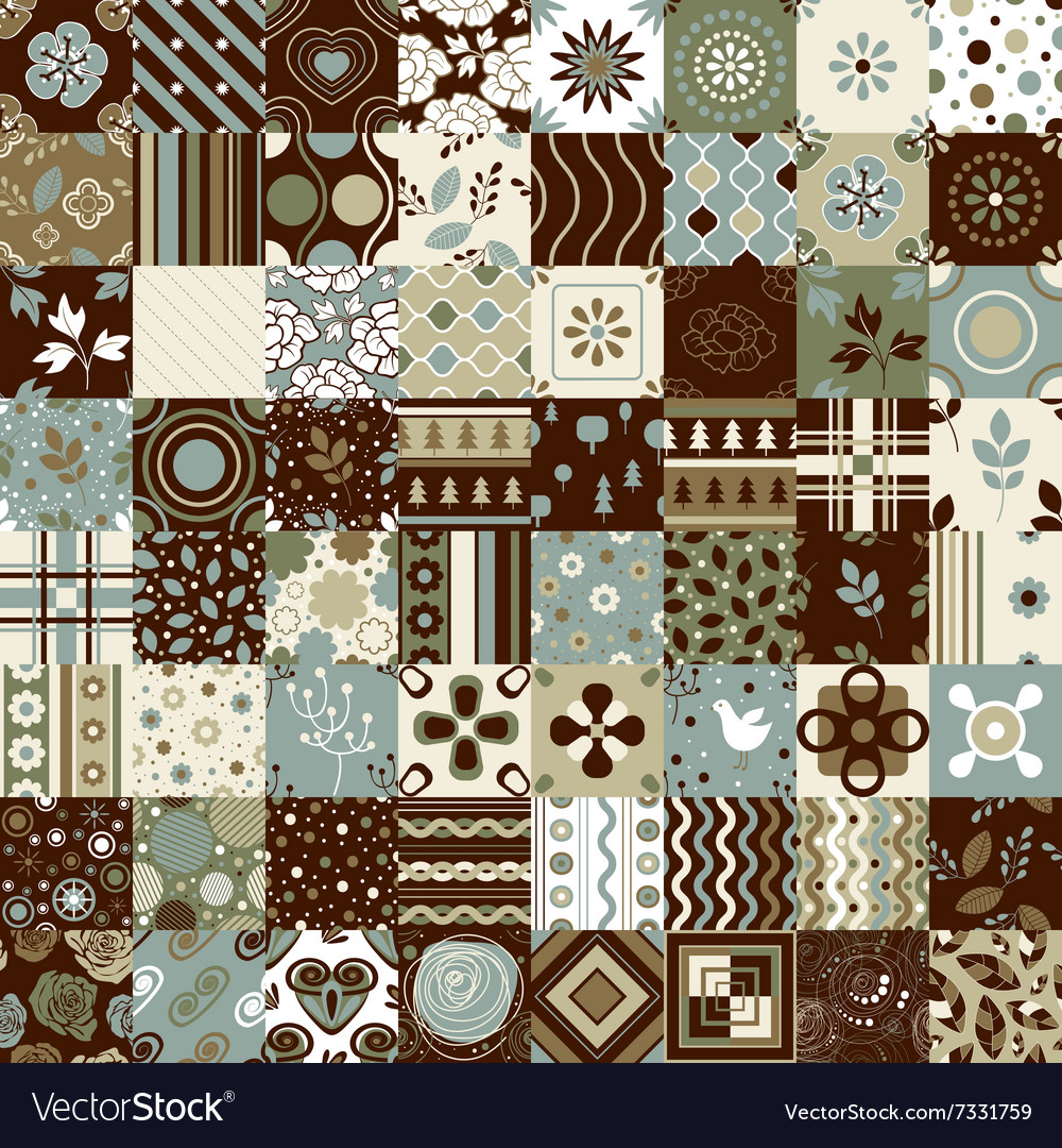 Seamless patchwork pattern ornaments Royalty Free Vector
