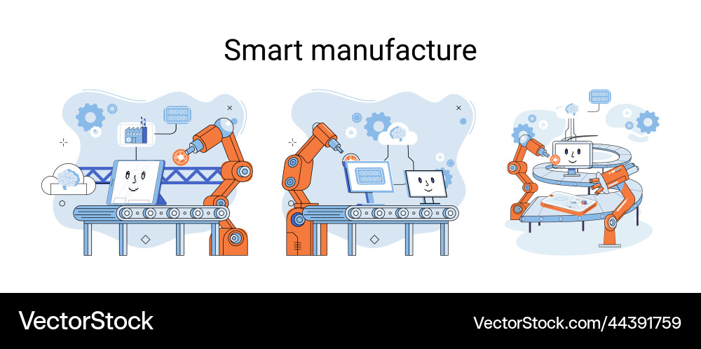 Smart manufacture metaphor with automated Vector Image