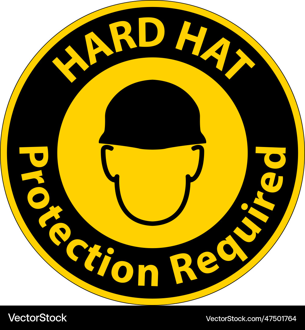 Caution hard hat protection required sign Vector Image