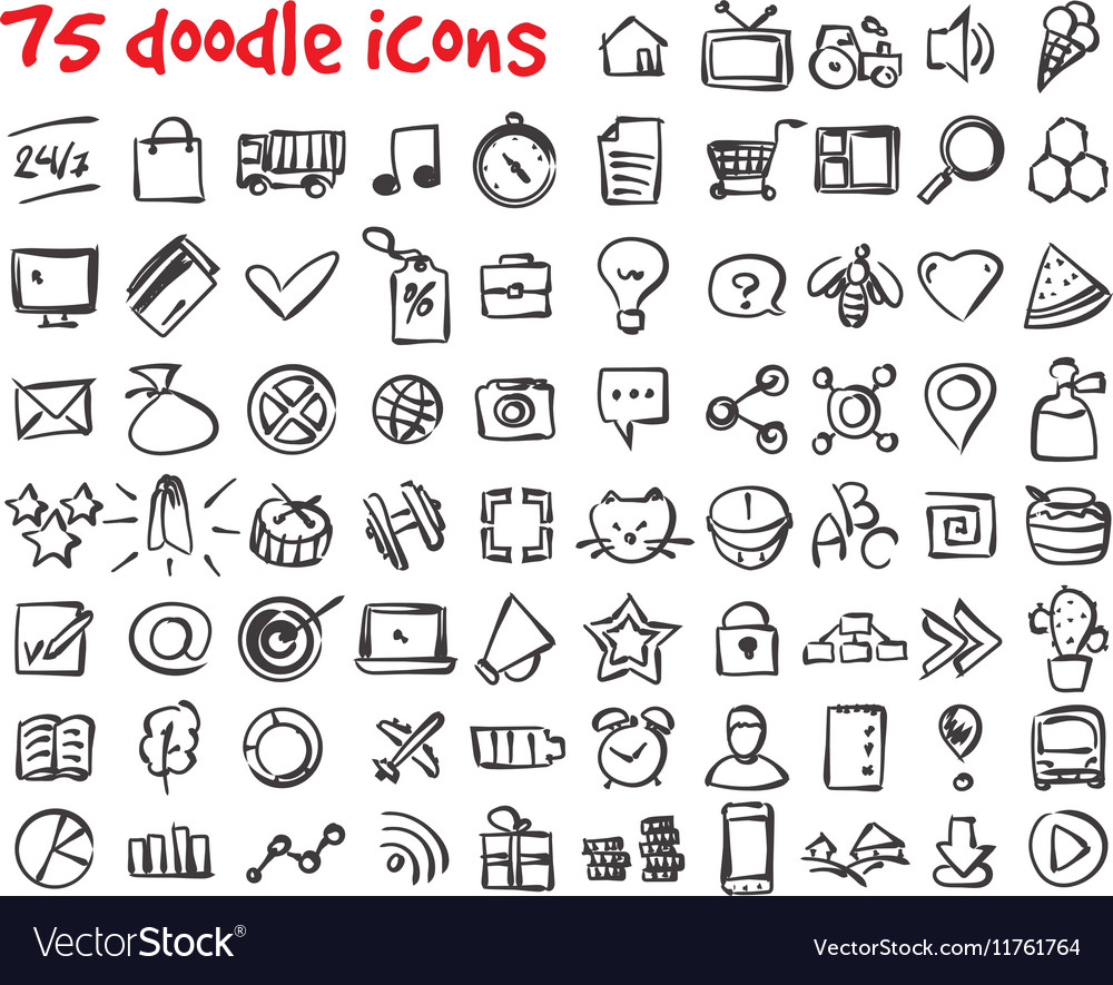 Doodle icons set Royalty Free Vector Image - VectorStock