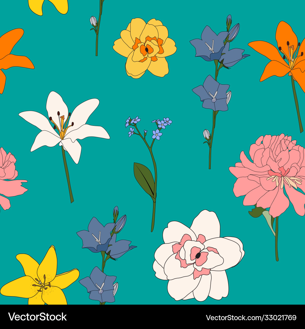 Abstract hand drawn flower seamless pattern Vector Image