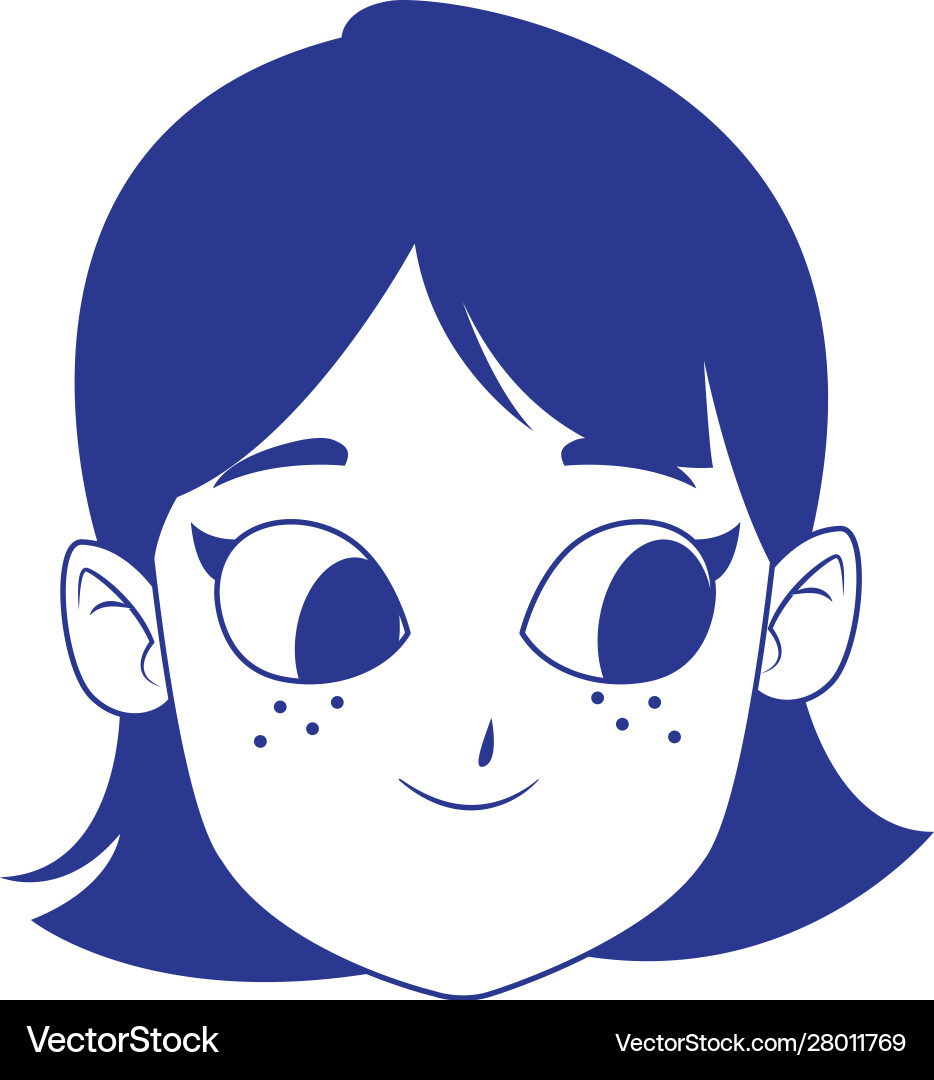 Cute woman face icon flat design Royalty Free Vector Image