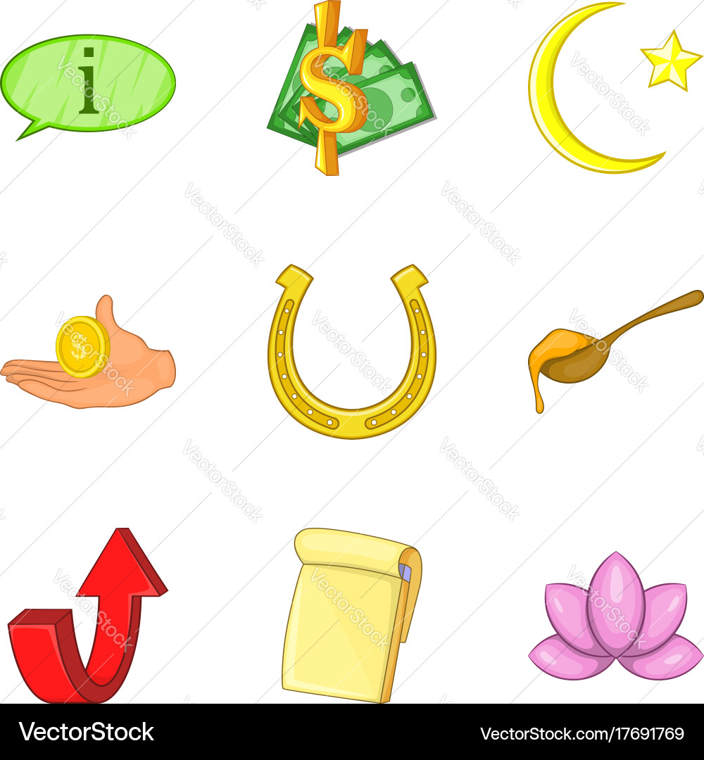 Plenty icons set cartoon style Royalty Free Vector Image