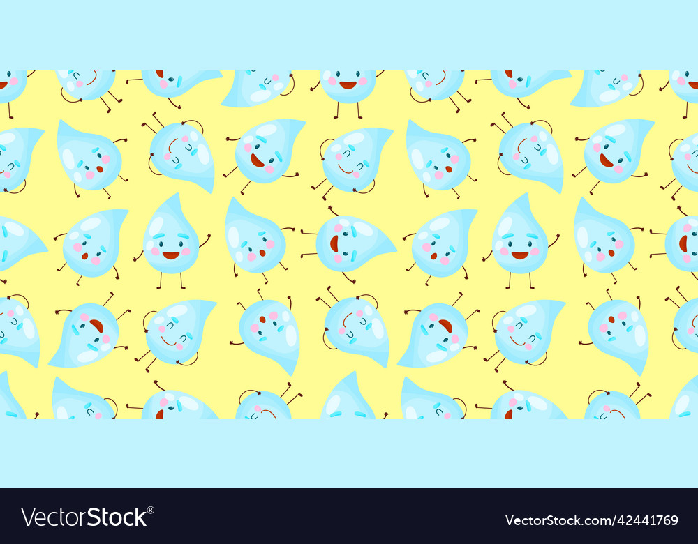 Rain seamless pattern falling character Royalty Free Vector