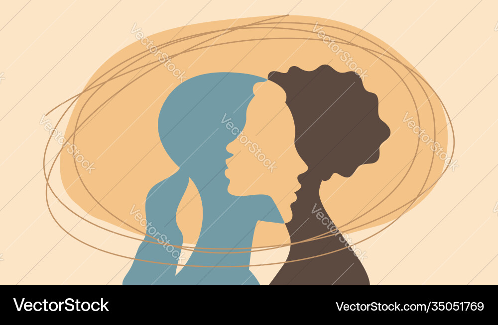 Two young women hugging each other Royalty Free Vector Image