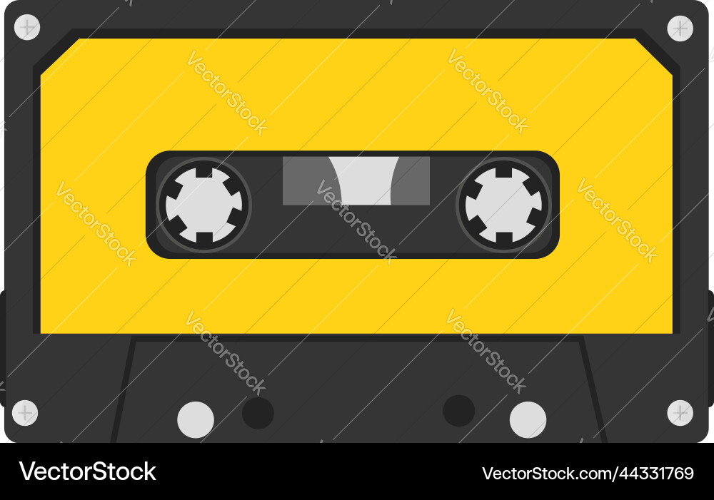 Yellow audio tape on a white background Royalty Free Vector