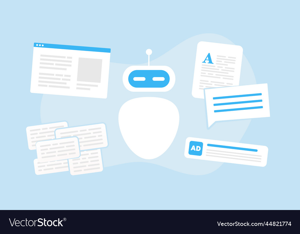 Ai writer and content generator artificial Vector Image Ai writer and content generator artificial Vector Image