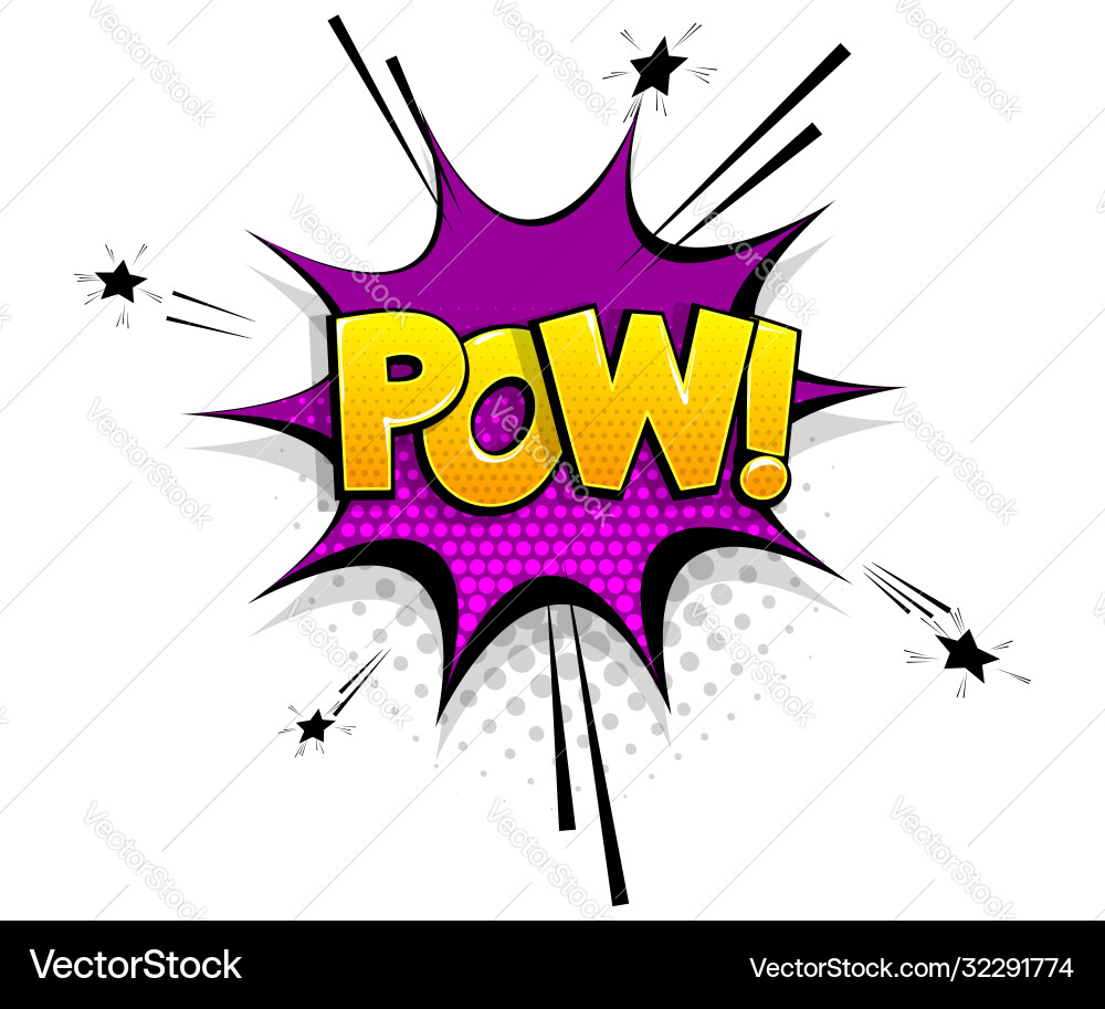 Comic text pow speech bubble pop art style Vector Image