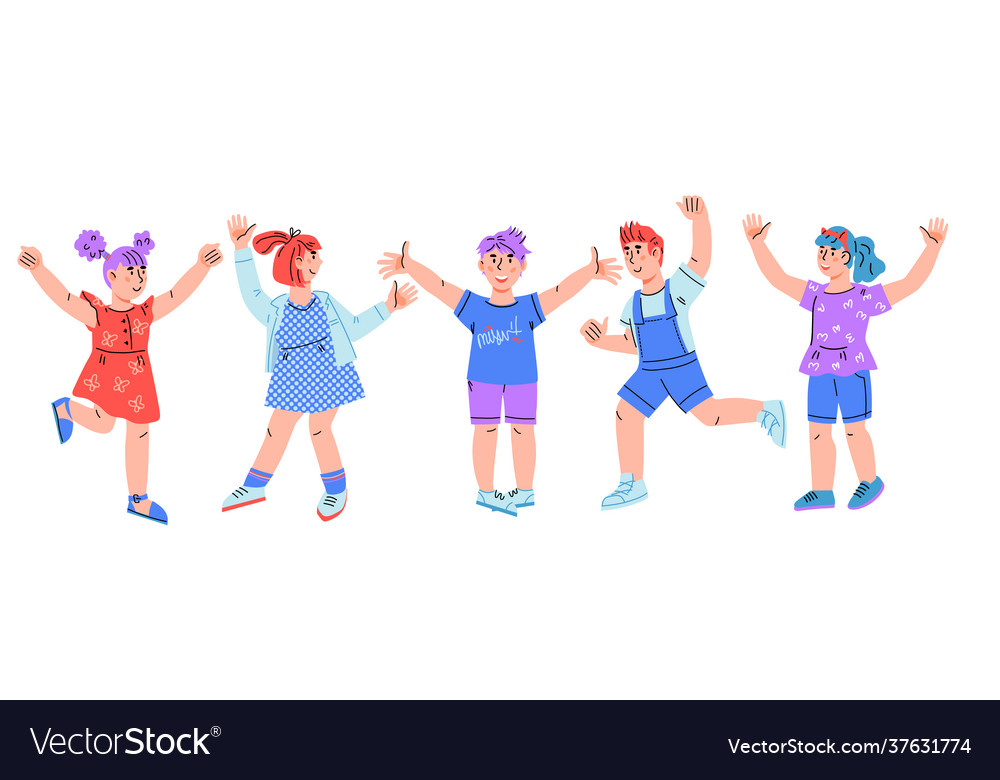 Group happy smiling children boys and girls Vector Image