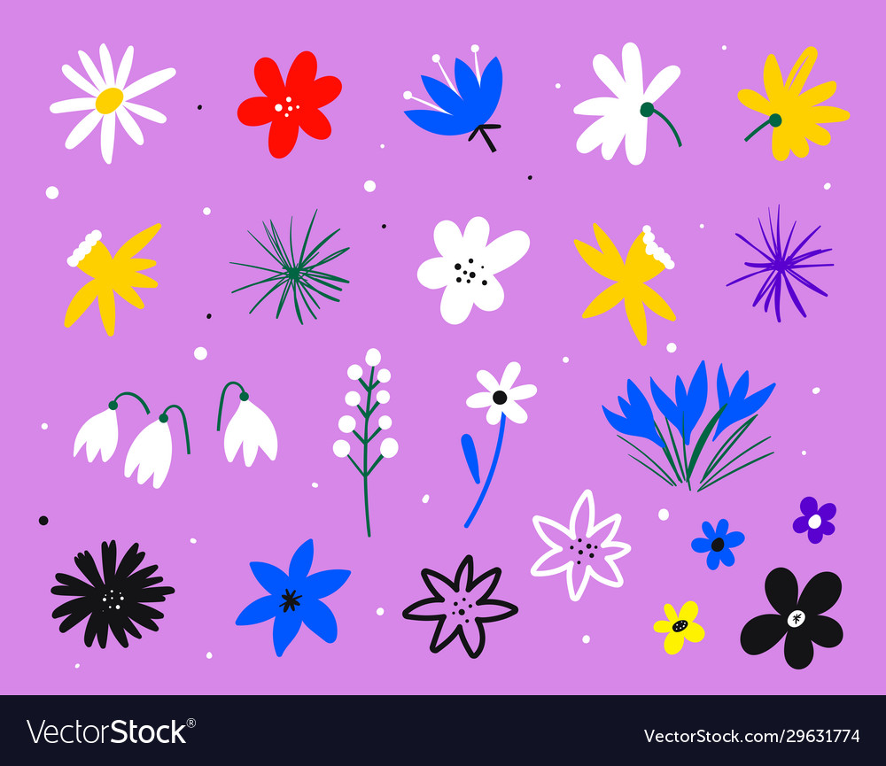 Set spring flowers easter decorative elements Vector Image