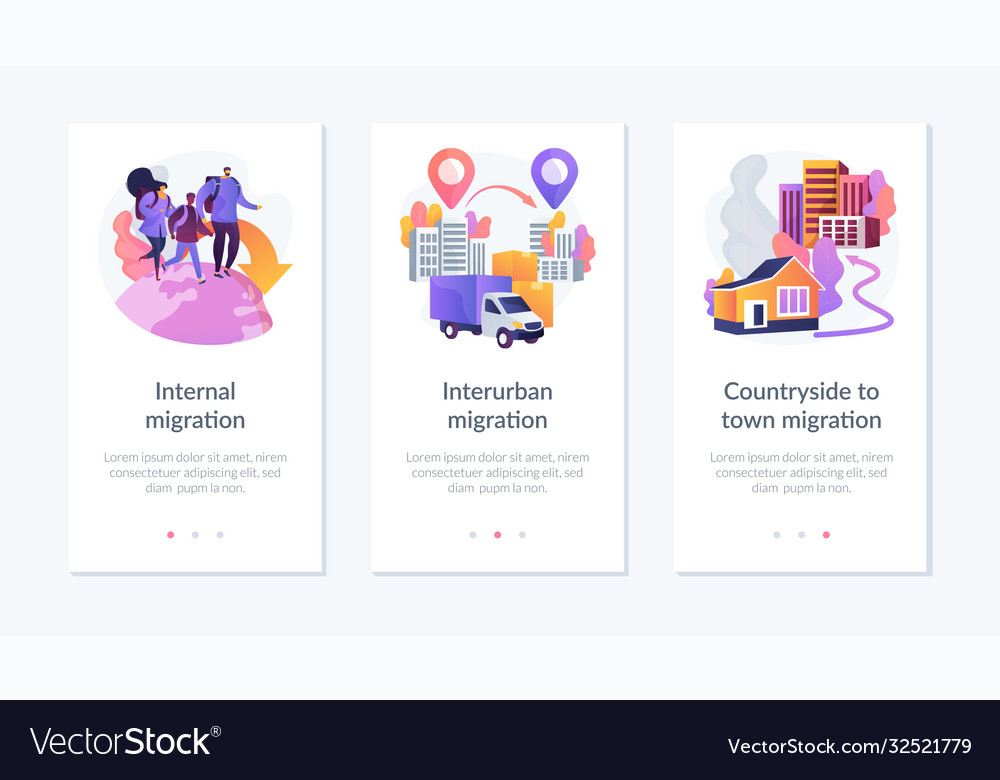 Human migration app interface template Royalty Free Vector