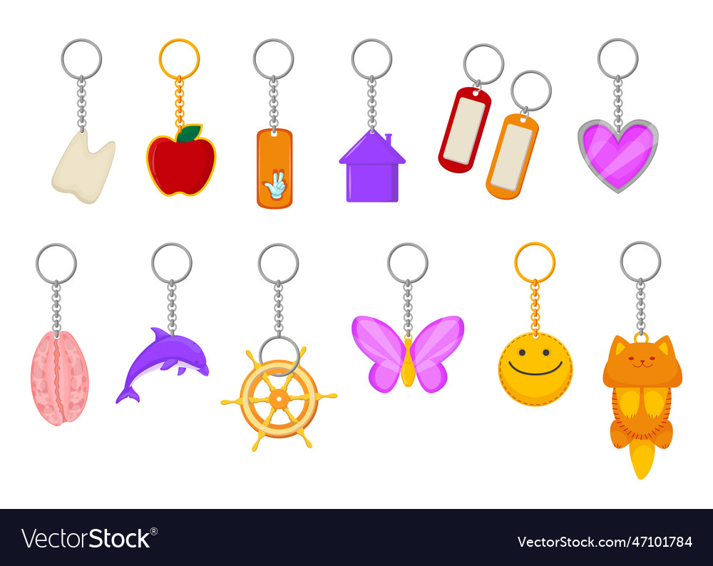 Different Metallic Keychains Royalty Free Vector Image