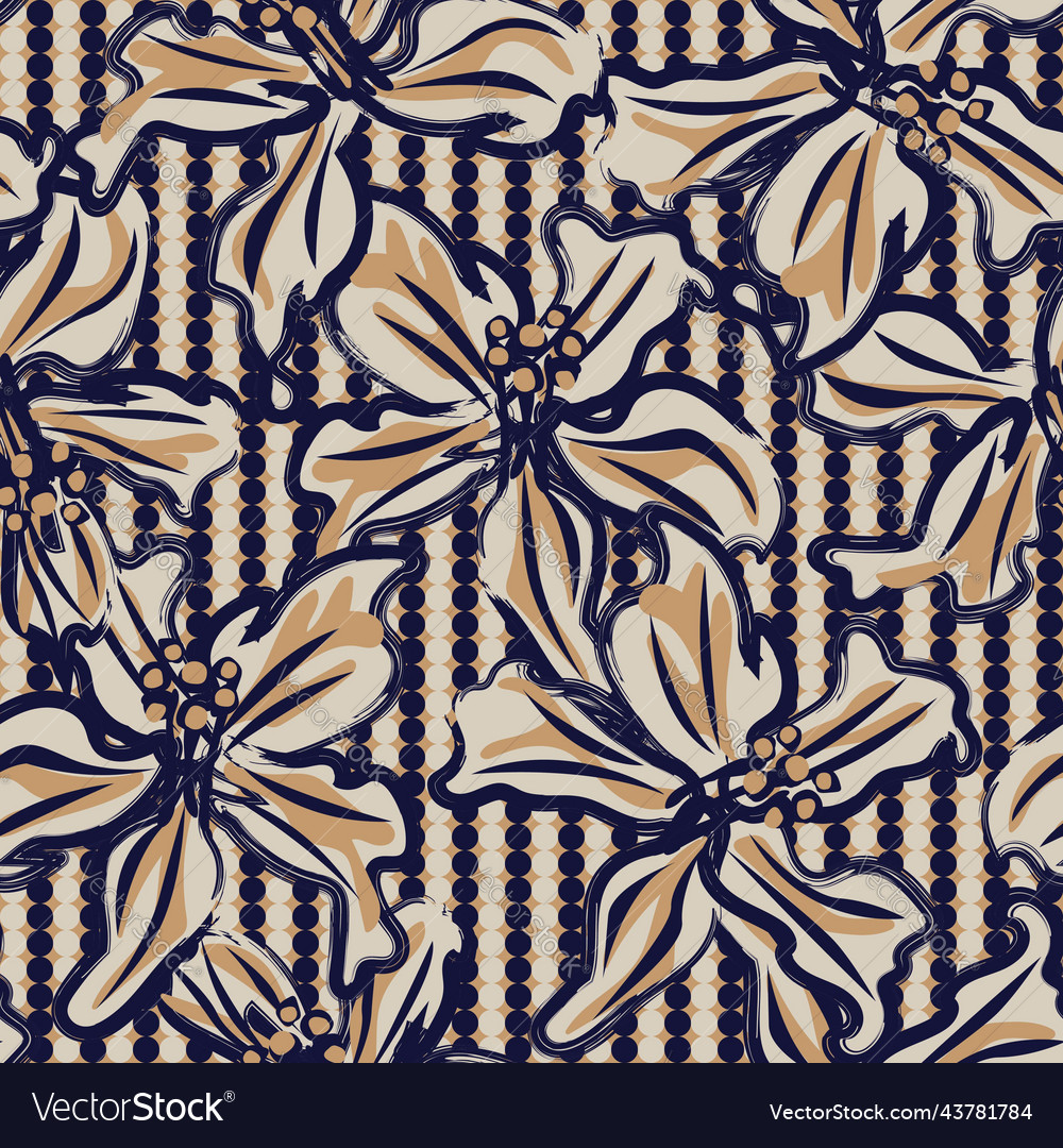 Floral Dotted Seamless Pattern Design Royalty Free Vector