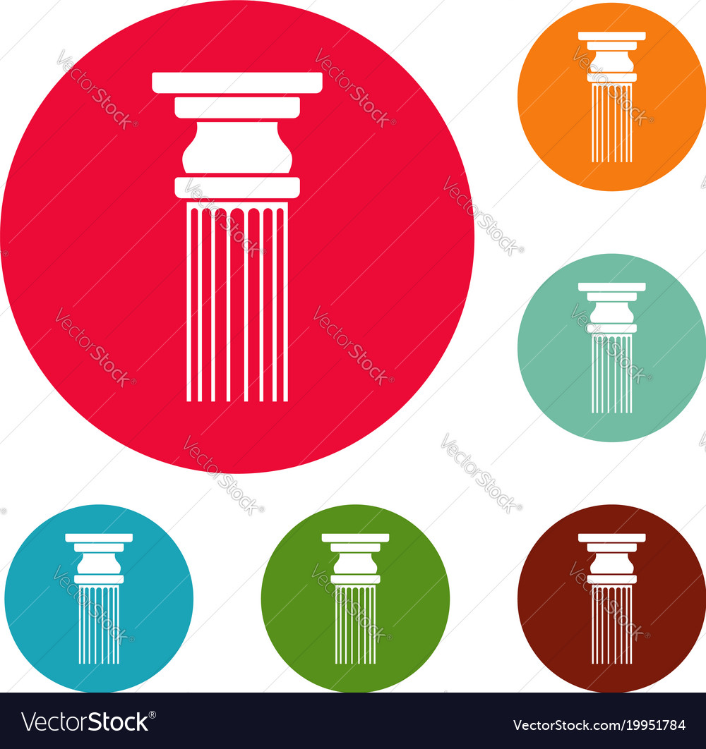 Rectangular column icons circle set Royalty Free Vector