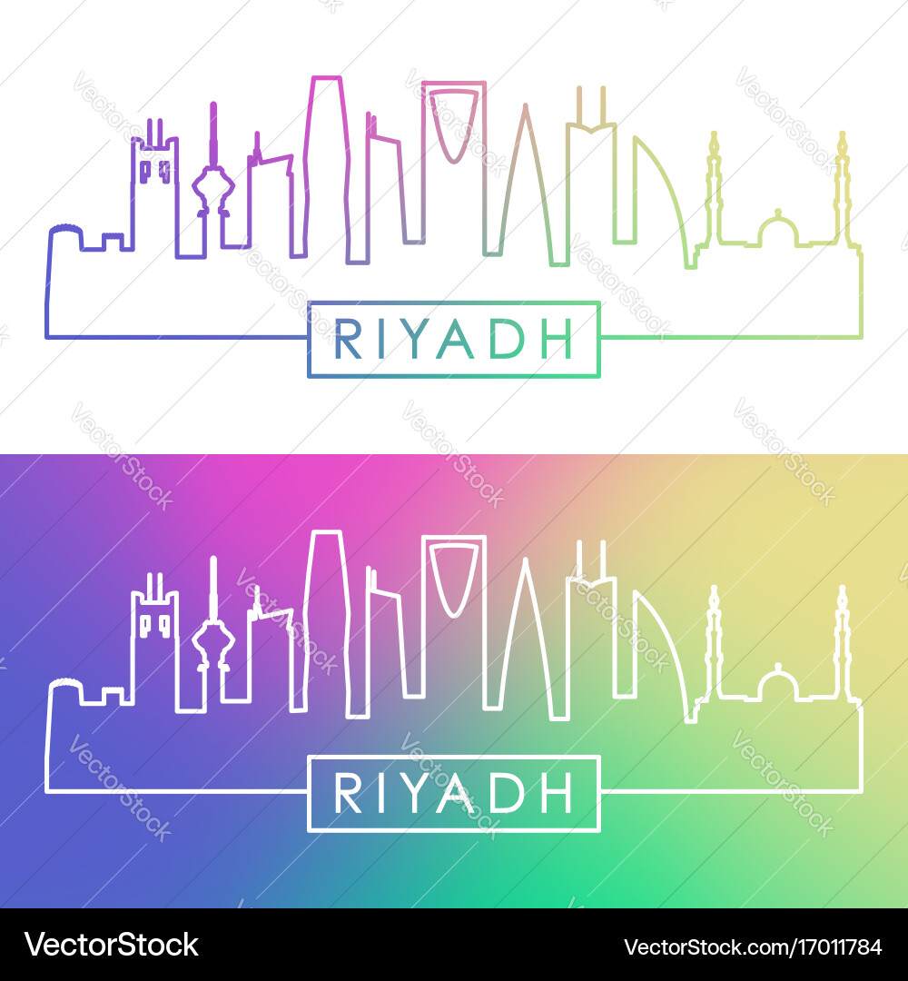 Riyadh skyline colorful linear style editable Vector Image
