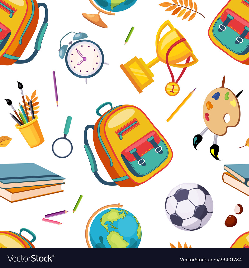 School supplies seamless pattern stationery Vector Image