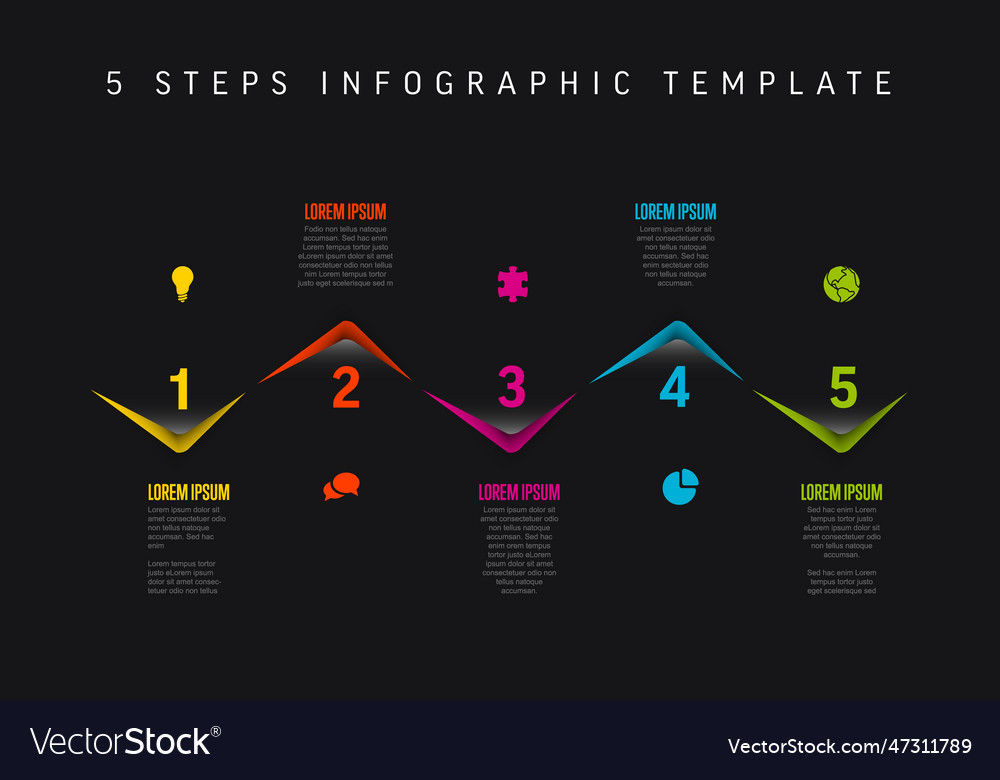 Five horizontal corner steps elements template Vector Image