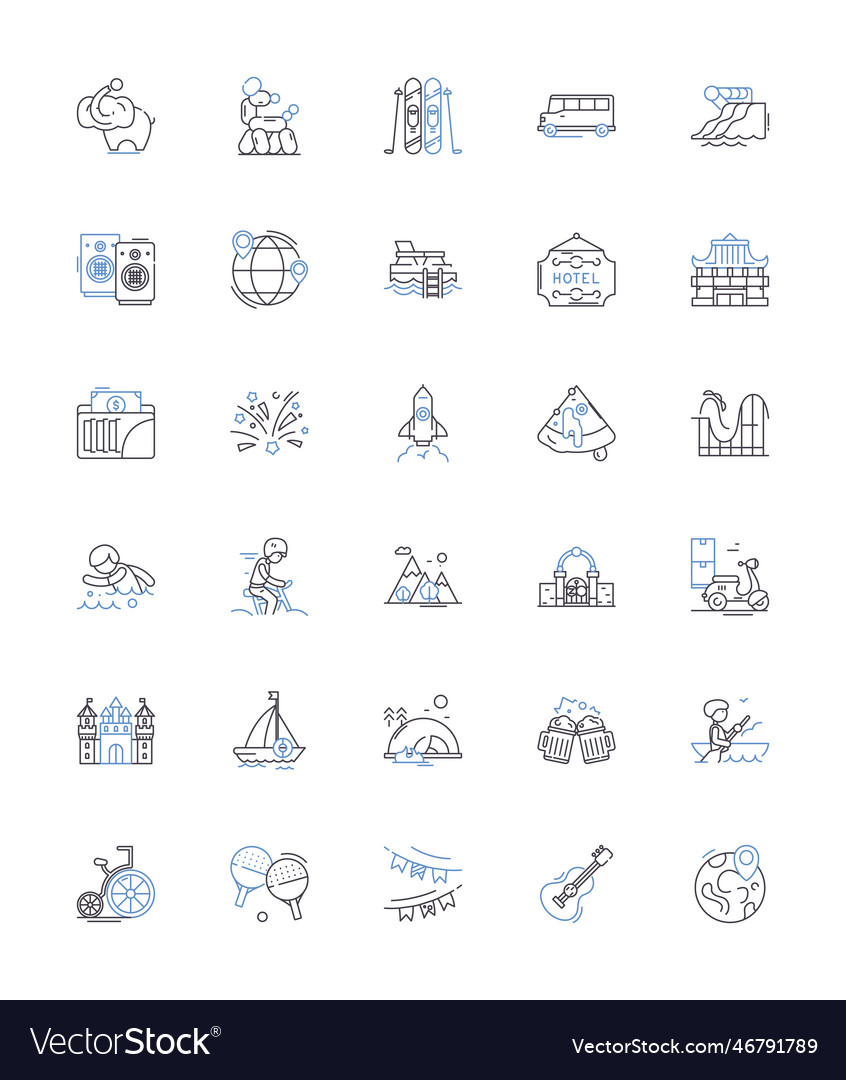 Globetrotting enthusiasts line icons collection Vector Image Globetrotting enthusiasts line icons collection Vector Image
